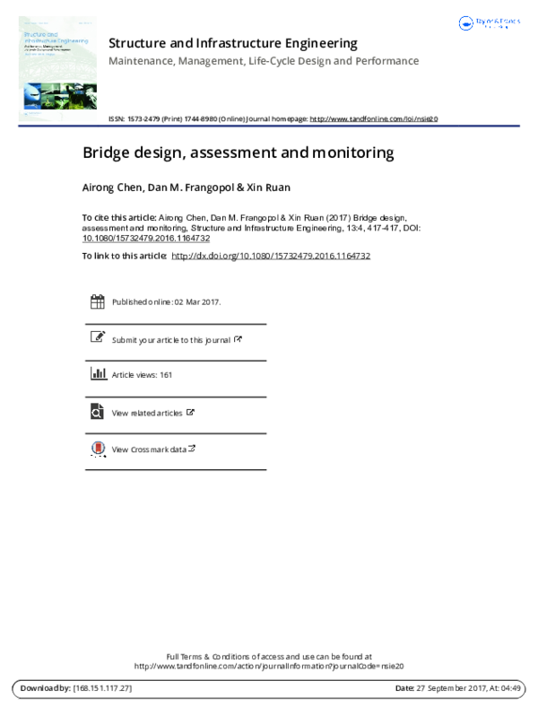 (PDF) Bridge design, assessment and monitoring