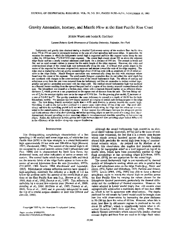(PDF) Gravity anomalies, isostasy, and mantle flow at the East Pacific Rise crest | Xuejin Wang ...
