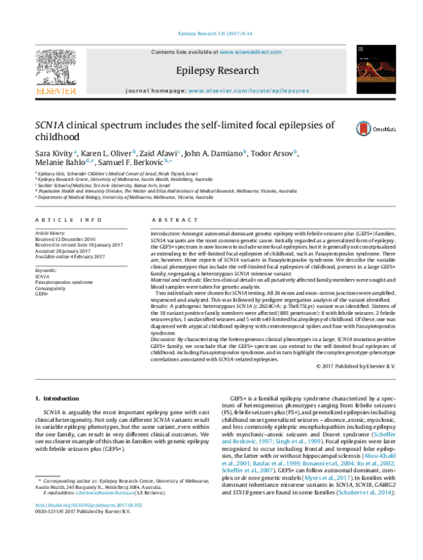 (PDF) SCN1A clinical spectrum includes the self-limited focal ...