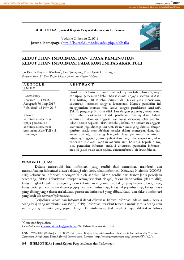 (PDF) Kebutuhan Informasi dan Upaya Pemenuhan Kebutuhan Informasi pada ...