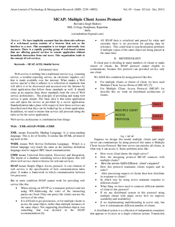 (PDF) MCAP: Multiple Client Access Protocol