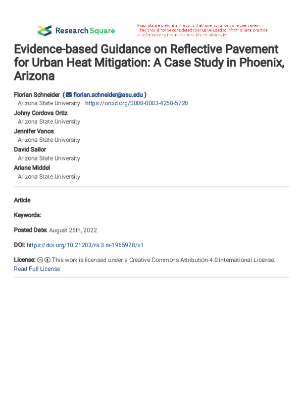 (PDF) Evidence-based Guidance on Reflective Pavement for Urban Heat ...