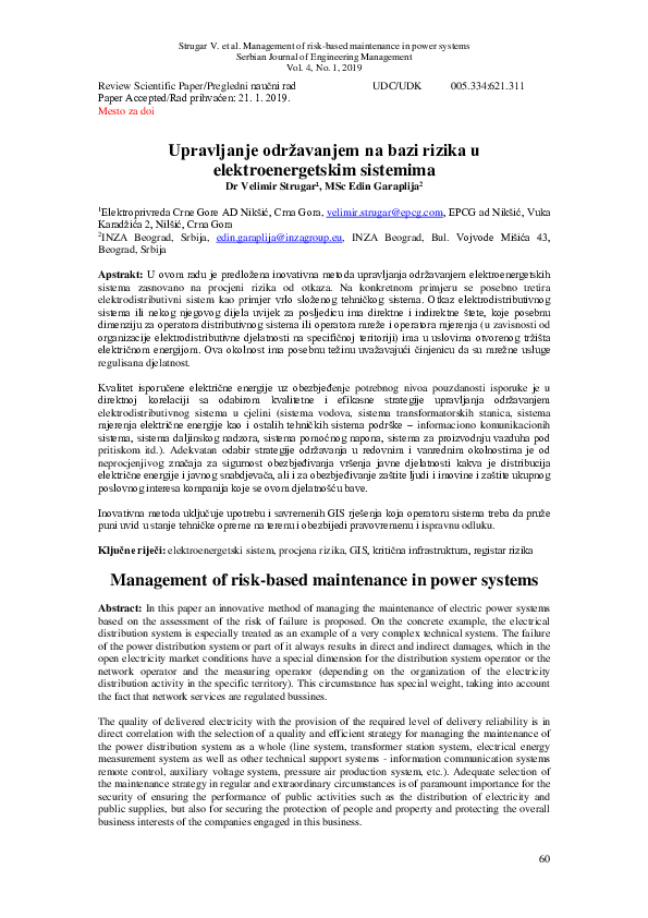 (PDF) Management of risk-based maintenance in power systems