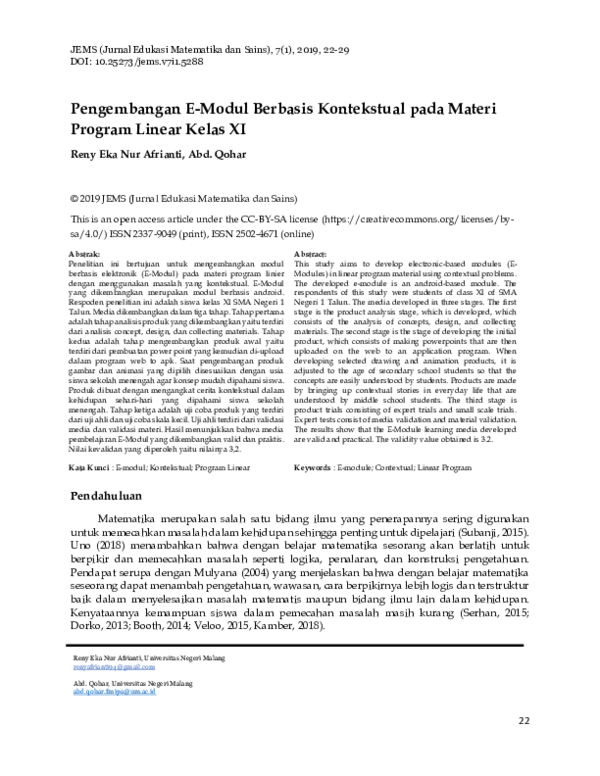 (PDF) Pengembangan E-Modul Berbasis Kontekstual pada Materi Program ...