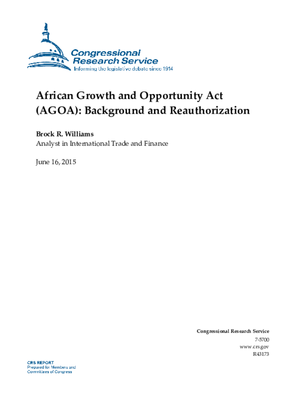 (PDF) African Growth and Opportunity Act (AGOA): Background and ...