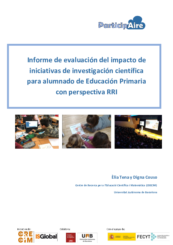 (PDF) Informe de evaluación del impacto de iniciativas de investigación científica para alumnado ...