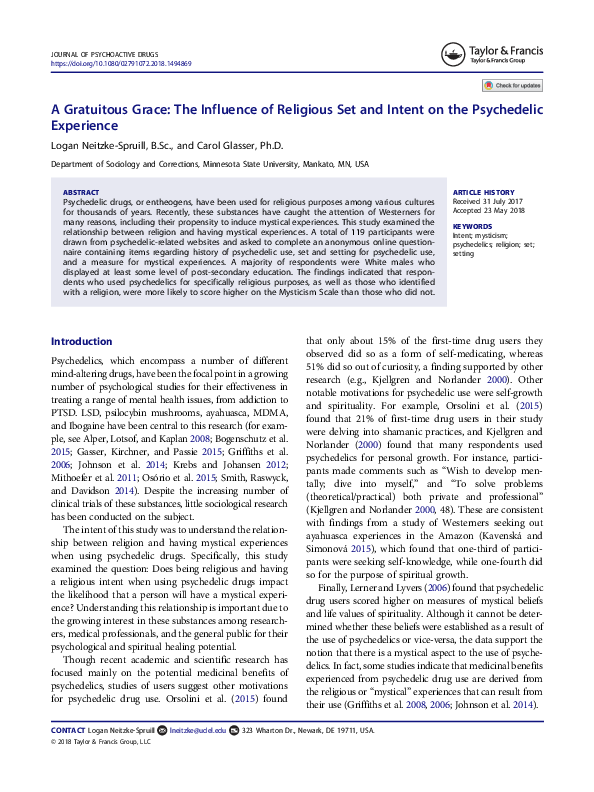 (PDF) A Gratuitous Grace: The Influence of Religious Set and Intent on ...
