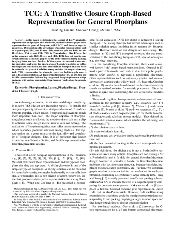 Pdf Tcg A Transitive Closure Graph Based Representation For General Floorplans