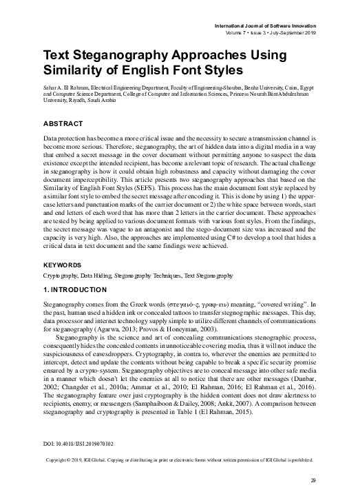 (PDF) Text Steganography Approaches Using Similarity of English Font Styles
