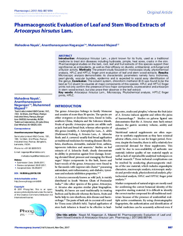 (PDF) Pharmacognostic Evaluation of Leaf and Stem Wood Extracts of ...