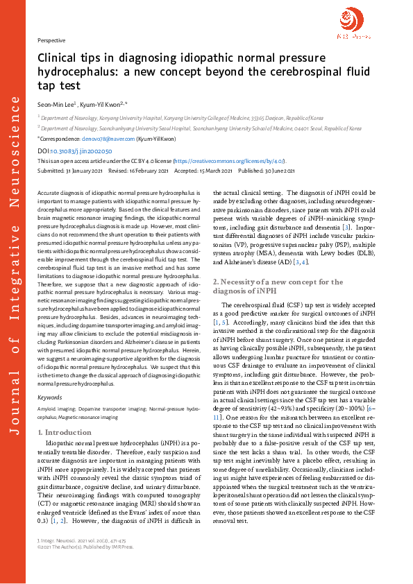 (PDF) Clinical tips in diagnosing idiopathic normal pressure ...
