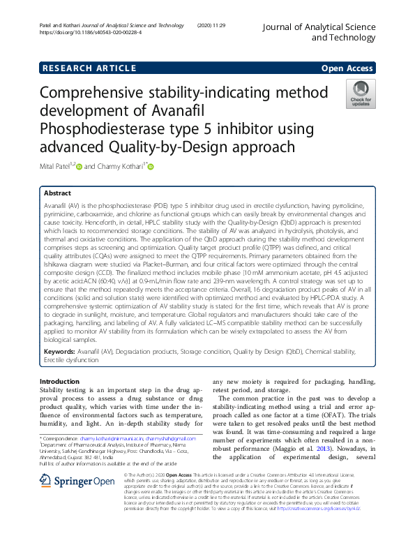 (PDF) Comprehensive stability-indicating method development of Avanafil Phosphodiesterase type 5 ...