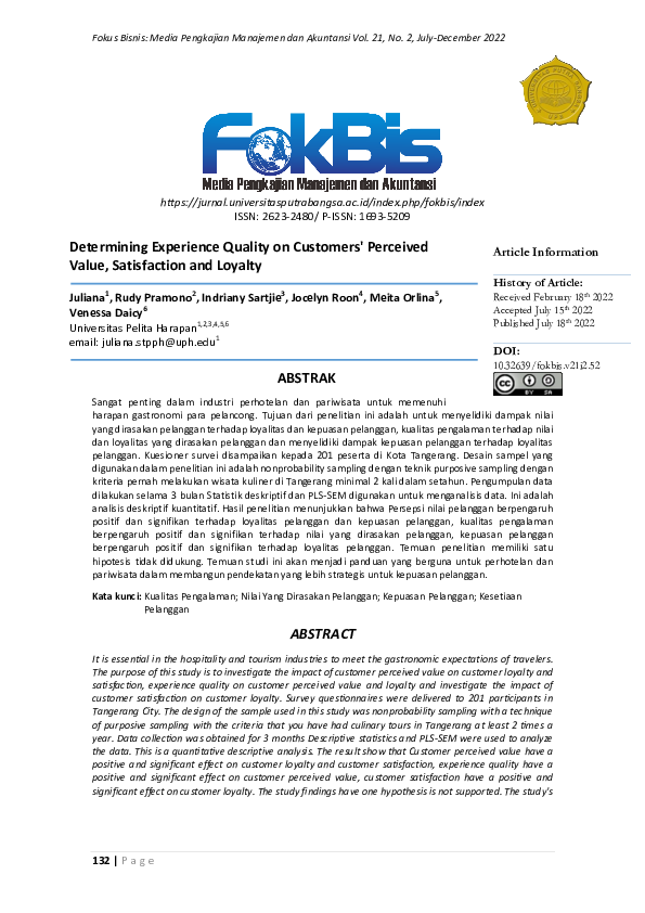 (PDF) Determining Experience Quality on Customers' Perceived Value ...