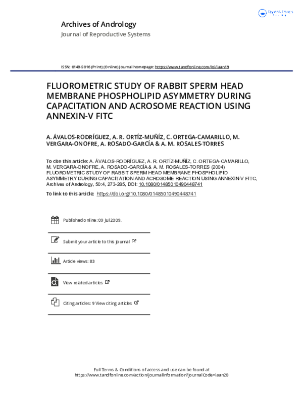 (PDF) Fluorometric Study of Rabbit Sperm Head Membrane Phospholipid ...