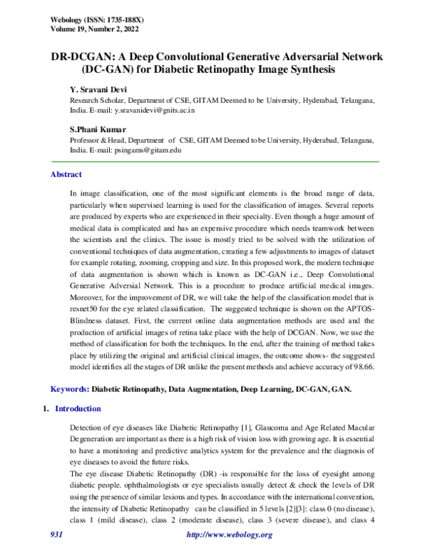 (PDF) DR-DCGAN: A Deep Convolutional Generative Adversarial Network (DC-GAN) for Diabetic ...