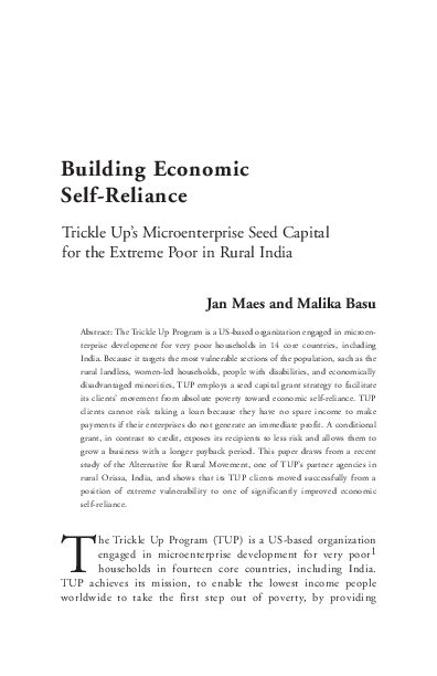(PDF) Building Economic Self-Reliance: Trickle Up's Microenterprise ...