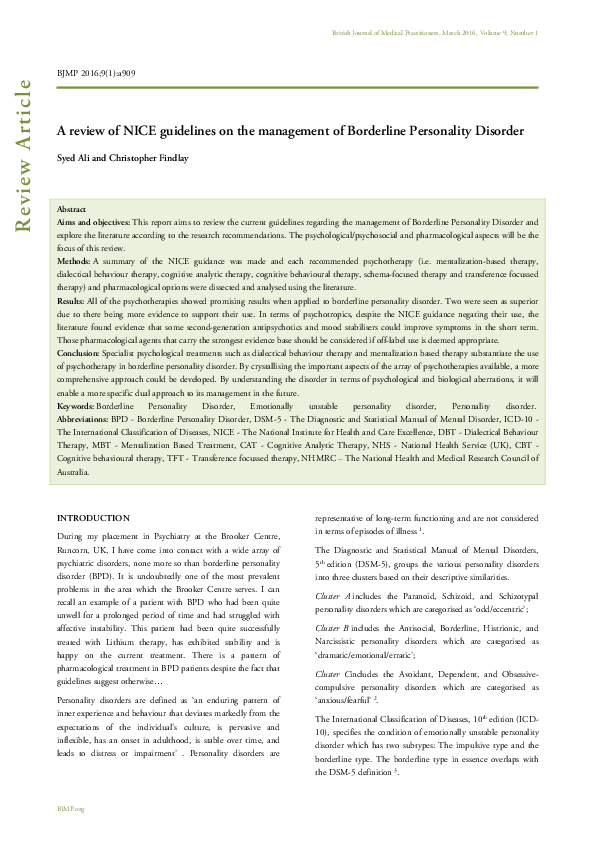 (PDF) A review of NICE guidelines on the management of Borderline ...