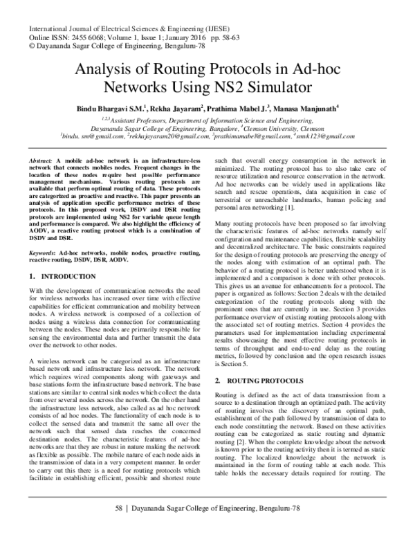 (PDF) Analysis of Routing Protocols in Ad-hoc Networks Using NS2 Simulator