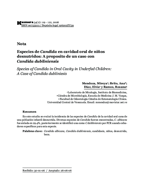 (PDF) Species of Candida in Oral Cavity in Underfed Children: A Case of ...