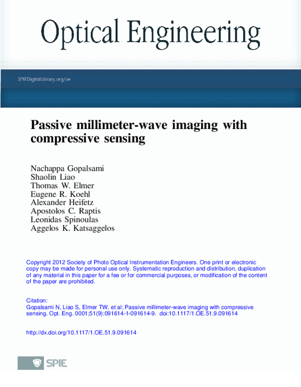 (PDF) Passive millimeter-wave imaging with compressive sensing