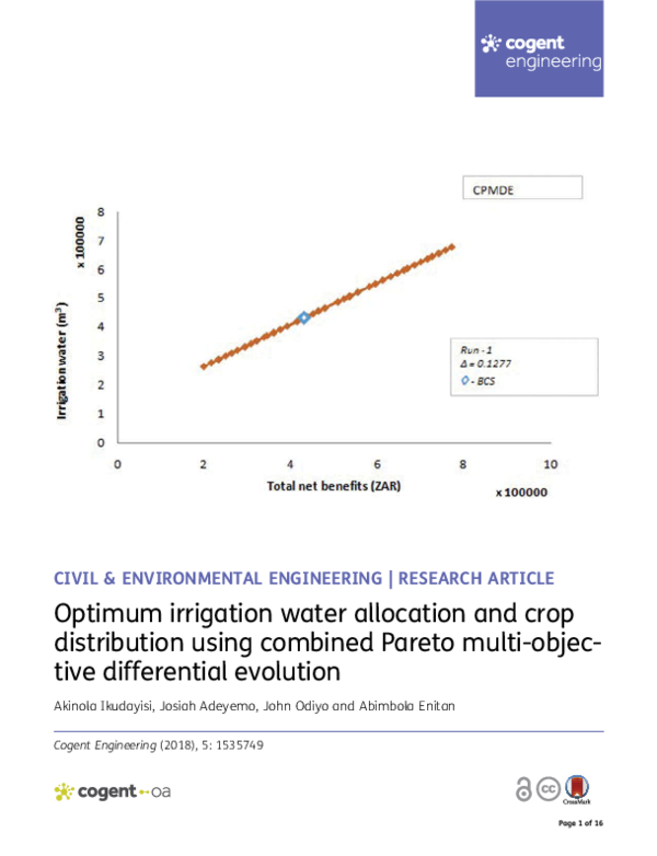 Pdf Optimum Irrigation Water Allocation And Crop Distribution Using