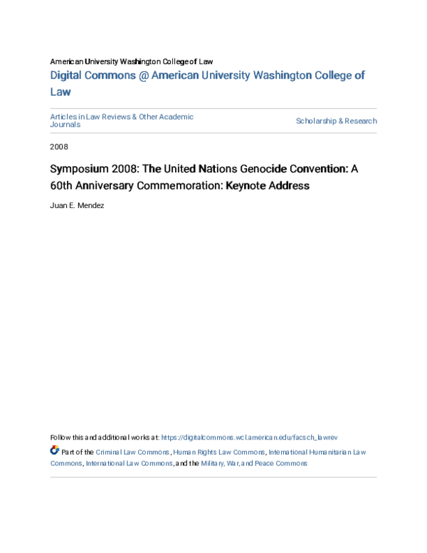 (PDF) Symposium 2008: The United Nations Genocide Convention: A 60TH ...