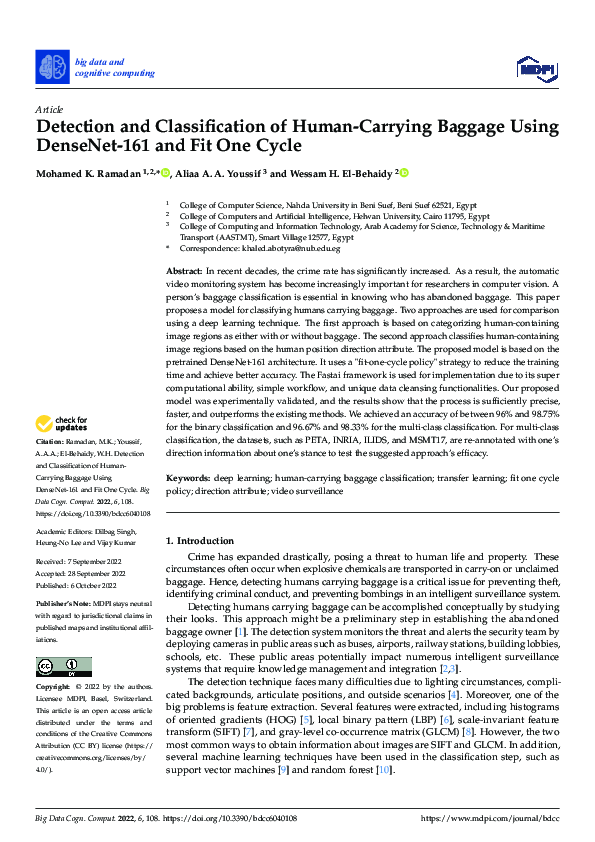 Pdf Detection And Classification Of Human Carrying Baggage Using