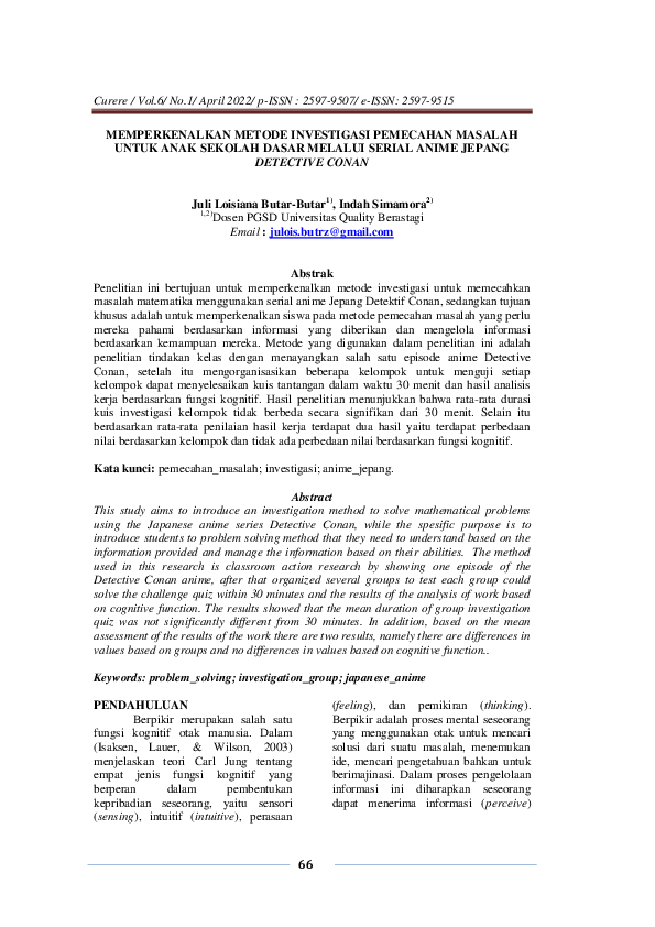 (PDF) Memperkenalkan Metode Investigasi Pemecahan Masalah Untuk Anak ...