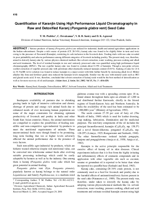 (PDF) Quantification of Karanjin Using High Performance Liquid ...