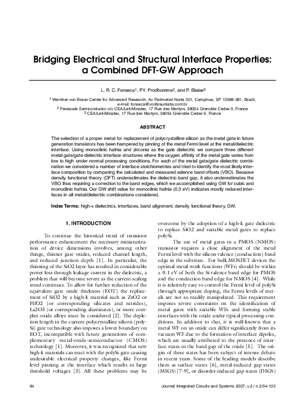 (PDF) Bridging Electrical and Structural Interface Properties: a ...