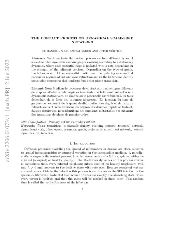 (PDF) The contact process on dynamical scale-free networks