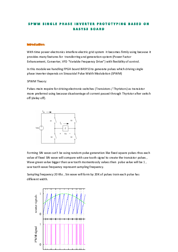 (PDF) SPWM 1PH Inverter Prototype Design Based on VHDL