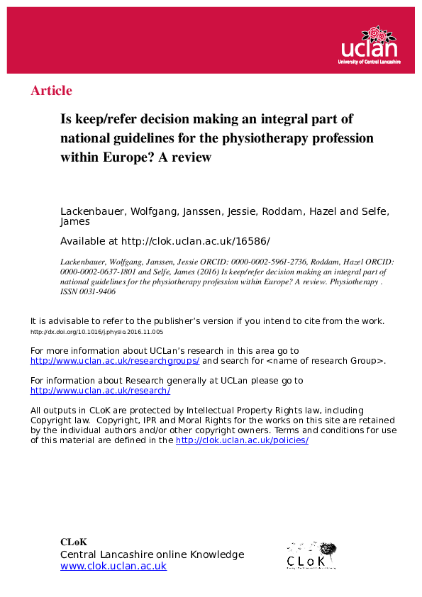 (PDF) Is keep/refer decision making an integral part of national ...
