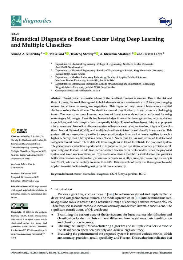 (PDF) Automated Breast Cancer Diagnosis Using Deep Learning