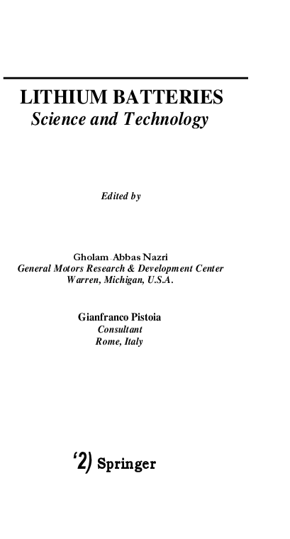 (PDF) Lithium Batteries: Science and Technology