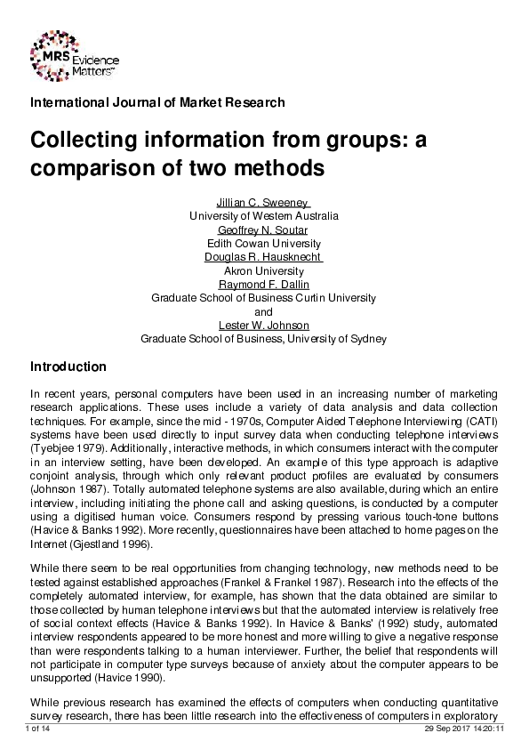 (PDF) Collecting Information from Groups: A Comparison of Two Methods