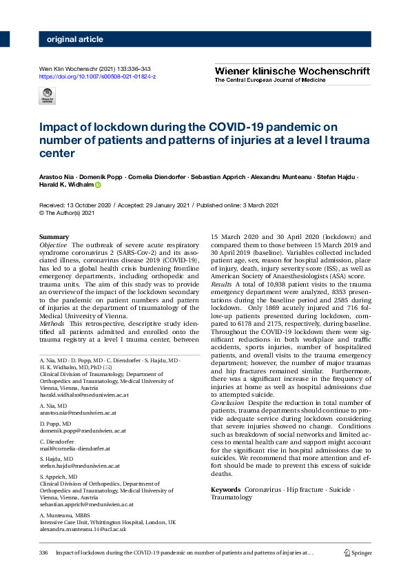 (PDF) Impact of lockdown during the COVID-19 pandemic on number of ...