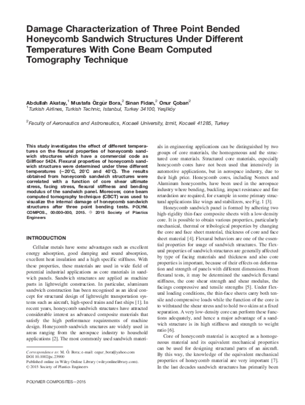 (PDF) Damage characterization of three point bended honeycomb sandwich ...