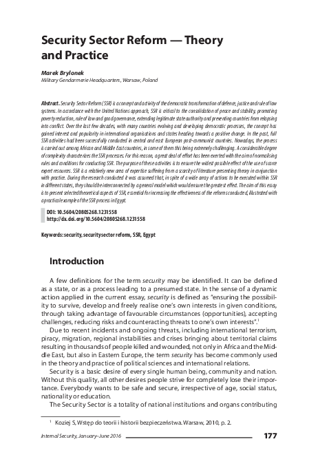 (PDF) Security sector reform – theory and practice