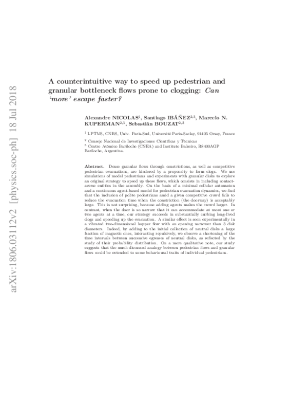 (PDF) A counterintuitive way to speed up pedestrian and granular ...