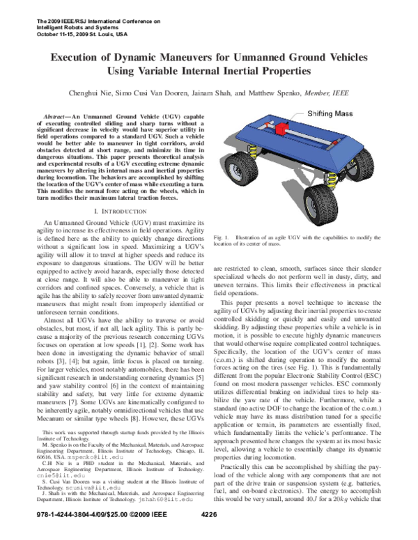 (PDF) Execution of dynamic maneuvers for unmanned ground vehicles using variable internal ...