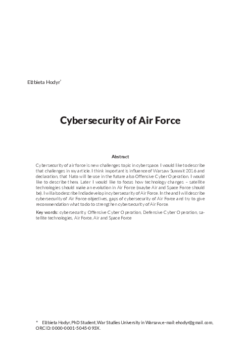 (PDF) Cybersecurity of Air Force