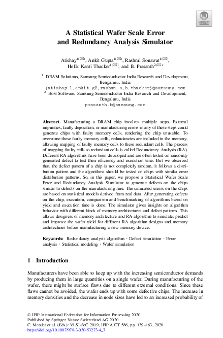 Pdf A Statistical Wafer Scale Error And Redundancy Analysis Simulator