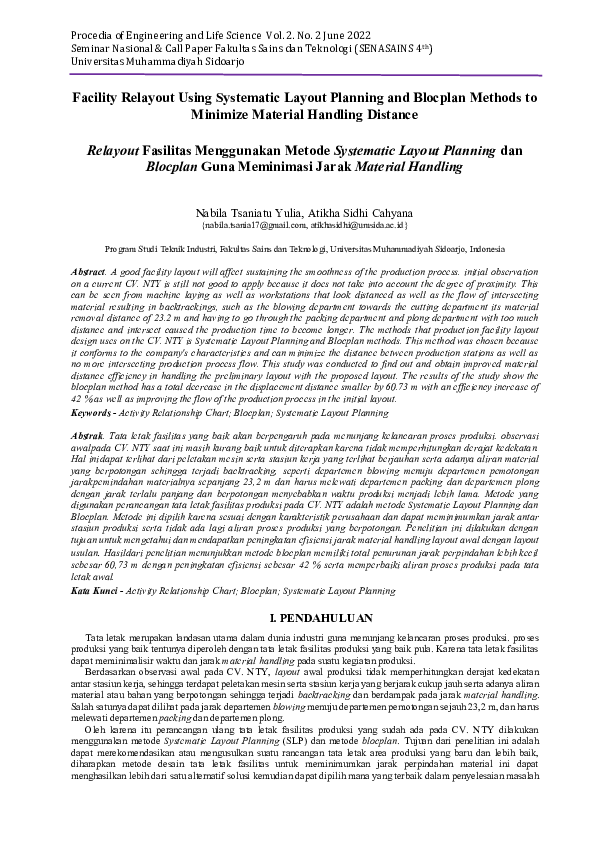 (PDF) Facility Relayout Using Systematic Layout Planning and Blocplan ...