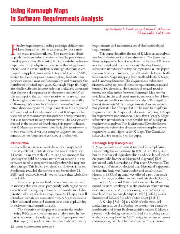 (PDF) Using Karnaugh Maps in Software Requirements Analysis
