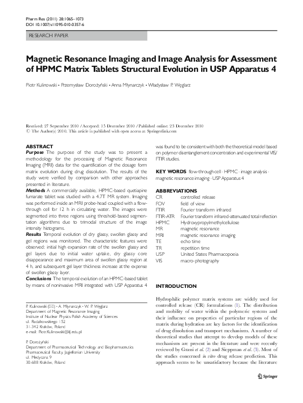 (PDF) Magnetic Resonance Imaging and Image Analysis for Assessment of ...