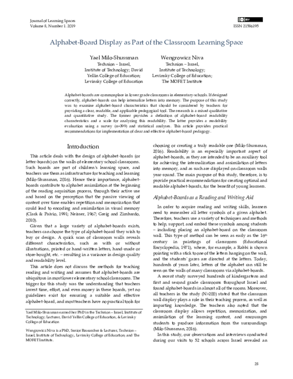 (PDF) Alphabet-Board Display as part of the classroom learning space