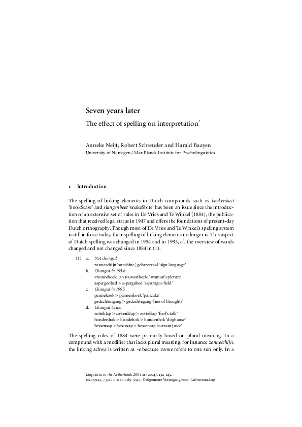 (PDF) The effect of spelling on interpretation