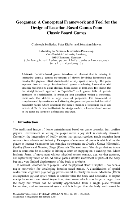 (PDF) Geogames: A Conceptual Framework and Tool for the Design of ...