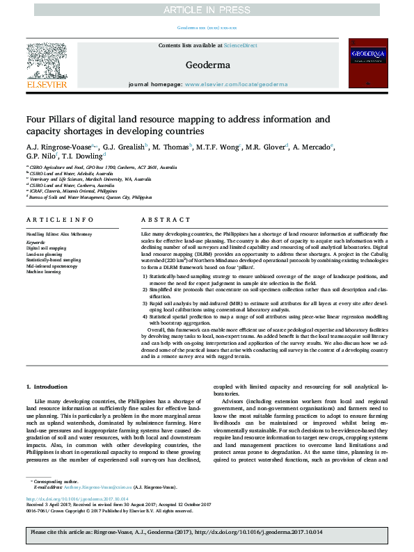 (PDF) Four Pillars of digital land resource mapping to address ...